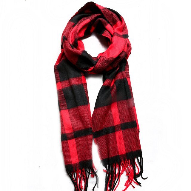 Grid Printing Scarf With Fringe - Promotional Items