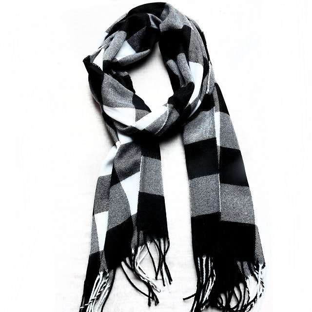 Grid Printing Scarf With Fringe - Promotional Giveaways