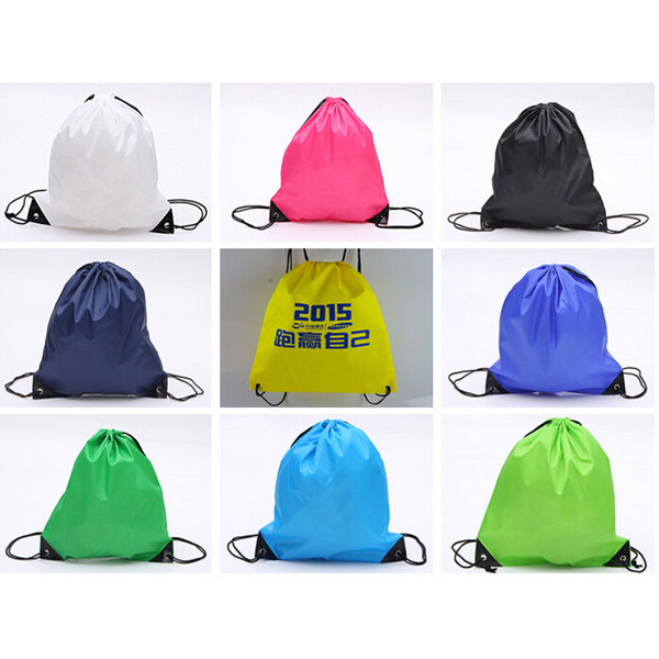 Custom 120D Polyester Drawstring Backpack With 4 Colors Imprinted Logo ...